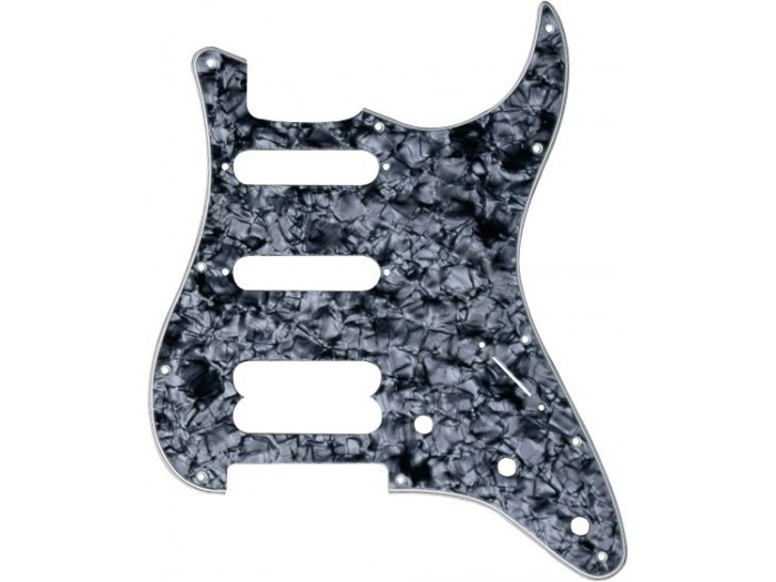 Fender Pickguard. Strat. 11 Hole H/S/S Configuration. 4-Ply. Black Pearl